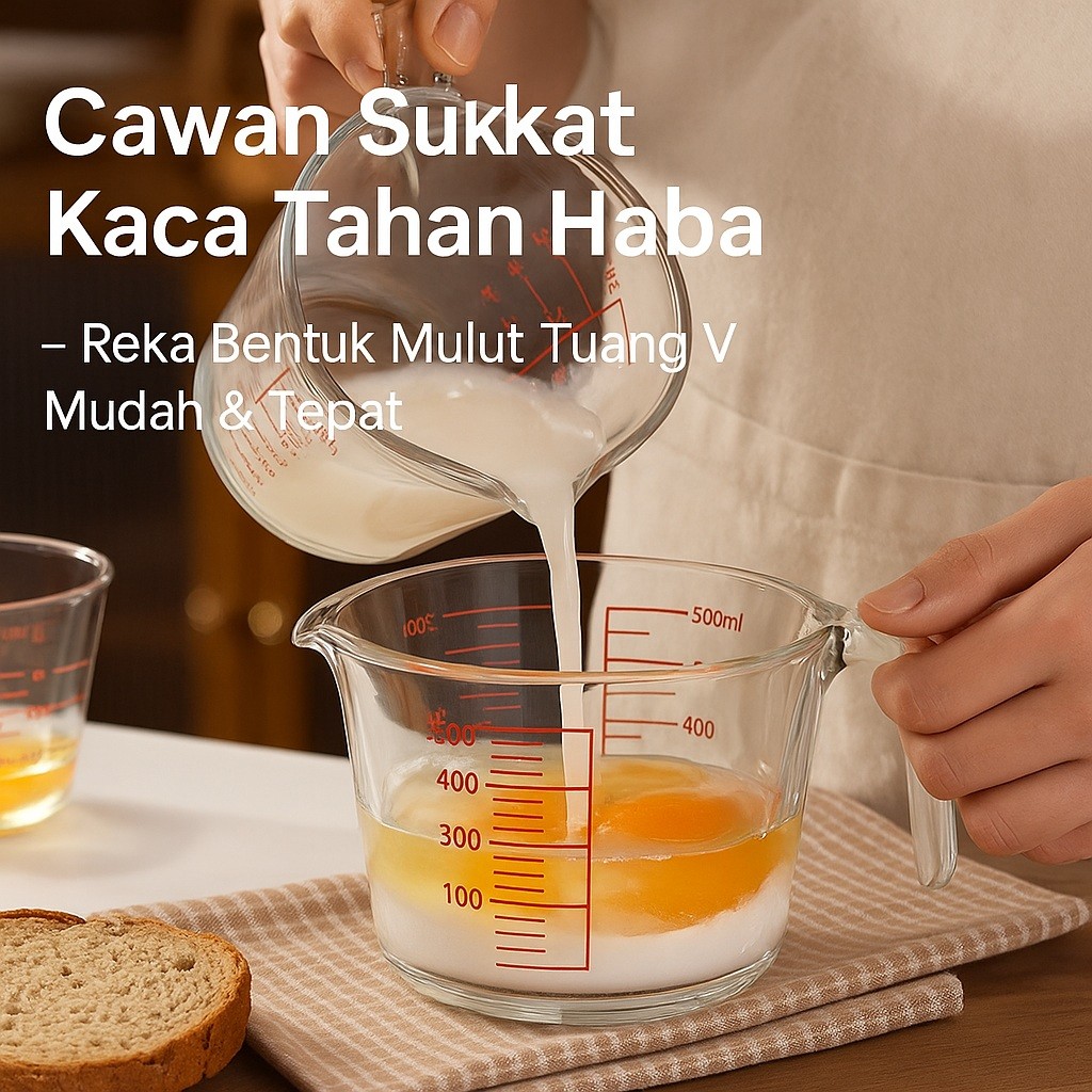 Cawan Sukat Kaca Tahan Haba Thick Glass Measuring Cup with Scale ...