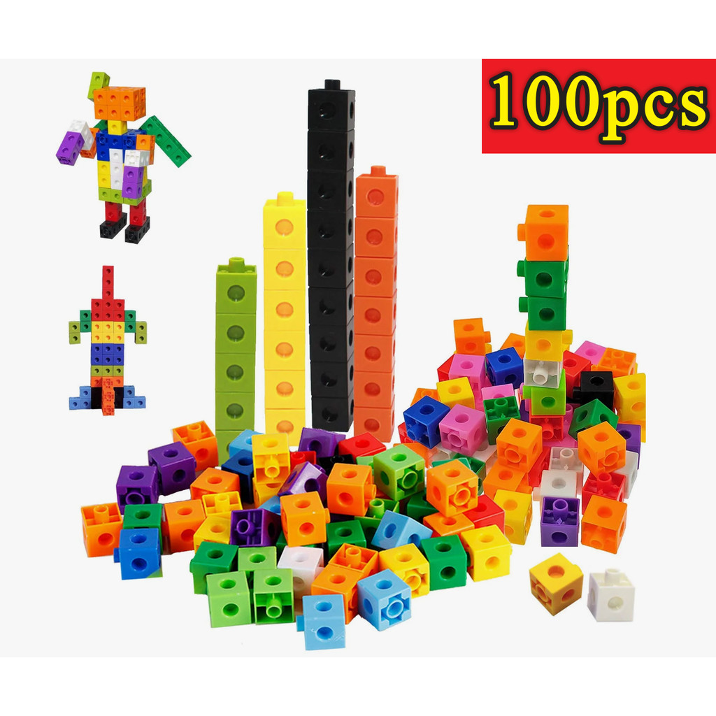 100pcs Mathematics Linking Cubes Interlocking Multilink Counting ...