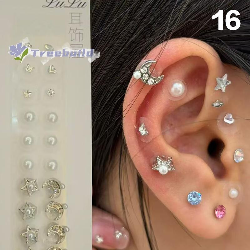 [Treebuild] Fashion Bowknot Colorful Rhinestone Pearls Ear Point ...