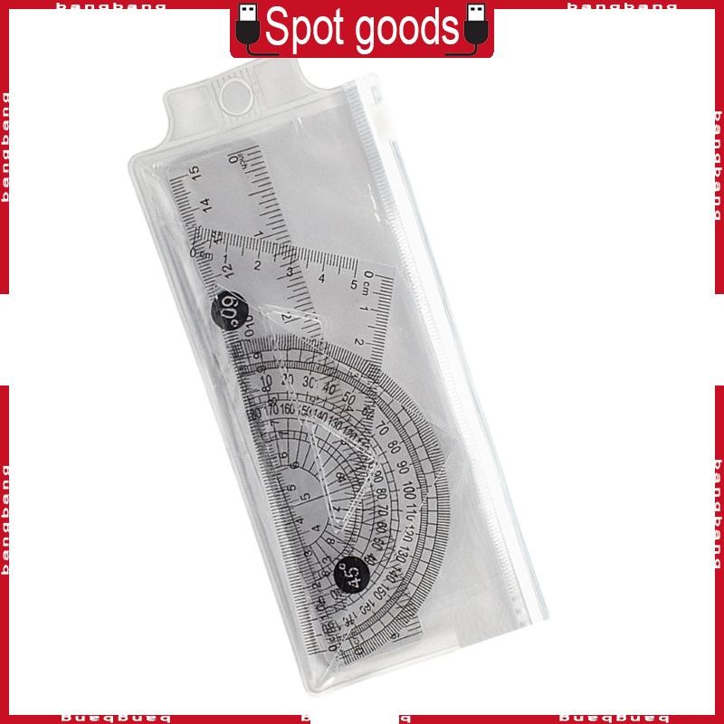 Bang 4 Pcs 15cm Ruler Set Geometry Set Math Protractor Triangle Ruler ...