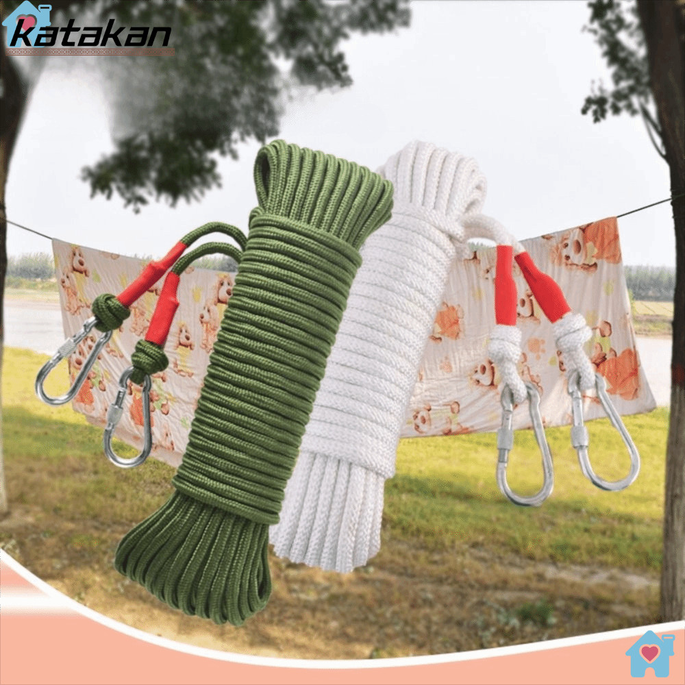 KATAKAN Wire Rope Clothesline, Thicken 8MM Strong Windproof Laundry ...