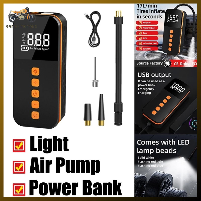 Motorcycle Portable Tire Inflator Digital Pump Air Compressor Fast ...