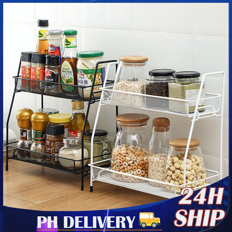 New Desktop Double Storage Rack Kitchen Organiser Removable Iron ...