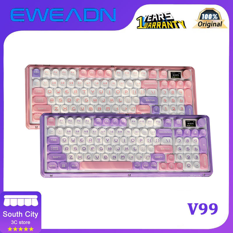 EWEADN V99 97% three-mode Mechanical keyboard Wireless Bluetooth Gaming Mahjong Tone keyboard ...