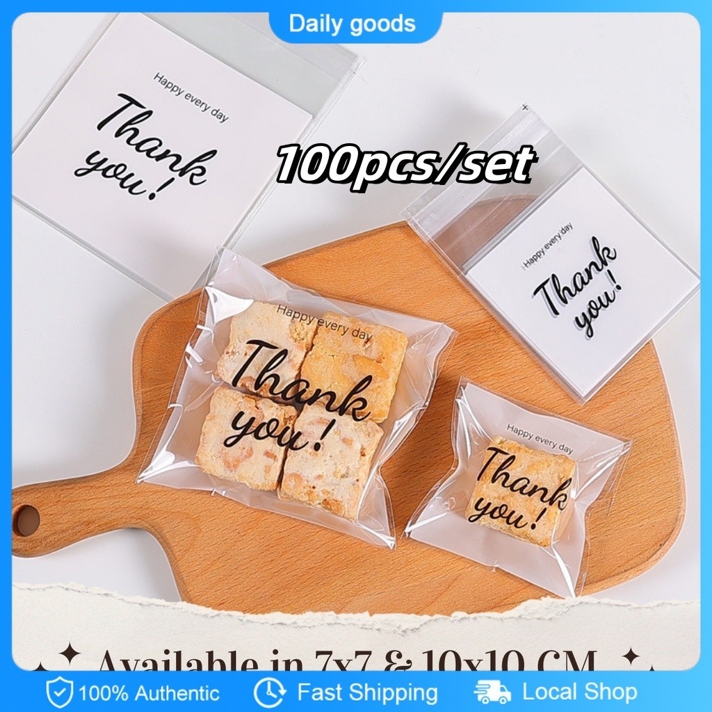 100 PCS Cookies Candies Food Packaging Plastic Bags 7x7 and 10x10 Cm ...