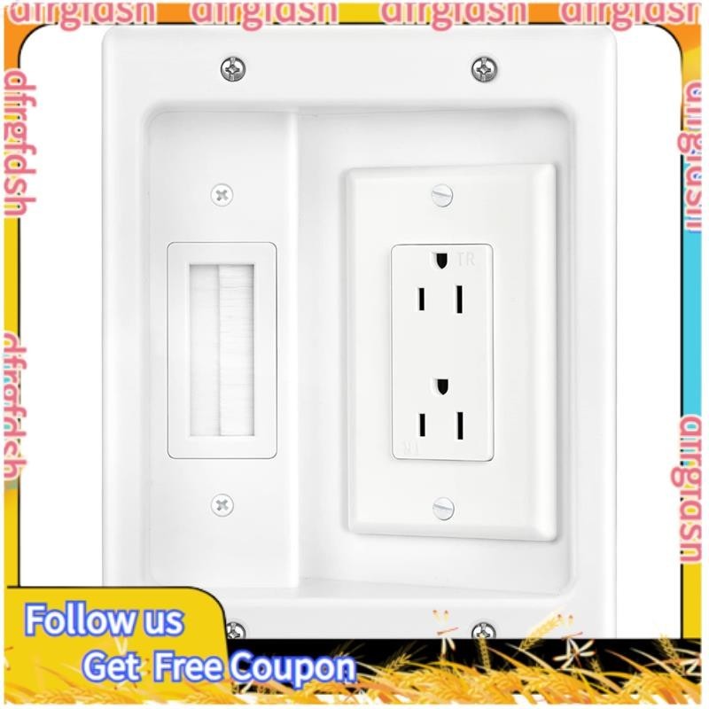 【D&F】Recessed Outlet Box in Wall Cable Management Kit 15A 125V Hide TV ...