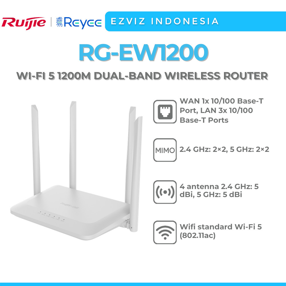 RUIJIE REYEE RG-EW1200 WI-FI 5 1200M DUAL-BAND WIRELESS ROUTER | Shopee ...