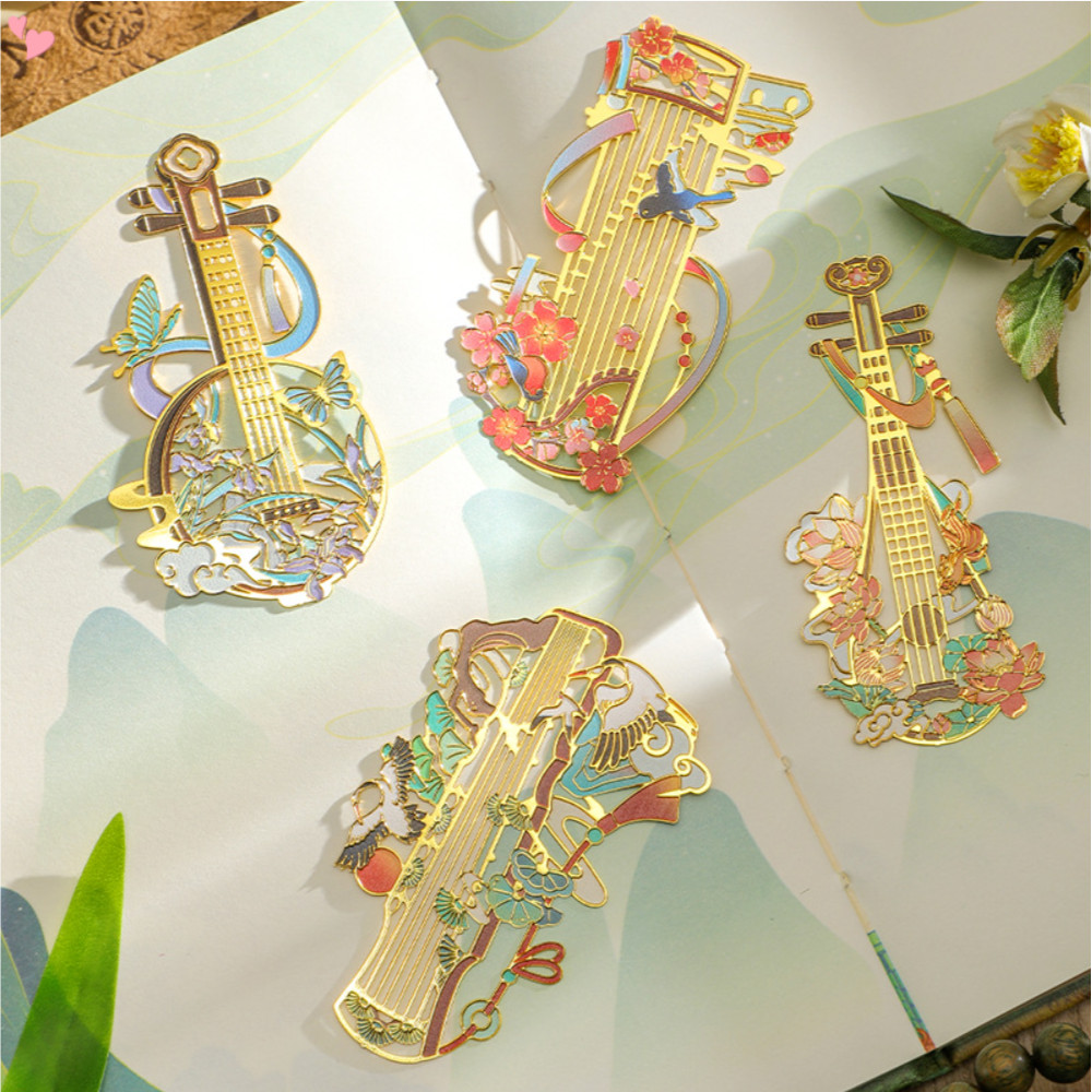 Musical Instrument Bookmark Gold Metal Bookmarks Exquisite Cute ...
