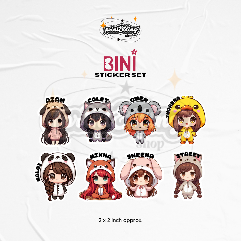 BINI Animals Onesies Chibi Sticker Set | SB19 Chibi | Vinyl Matte ...