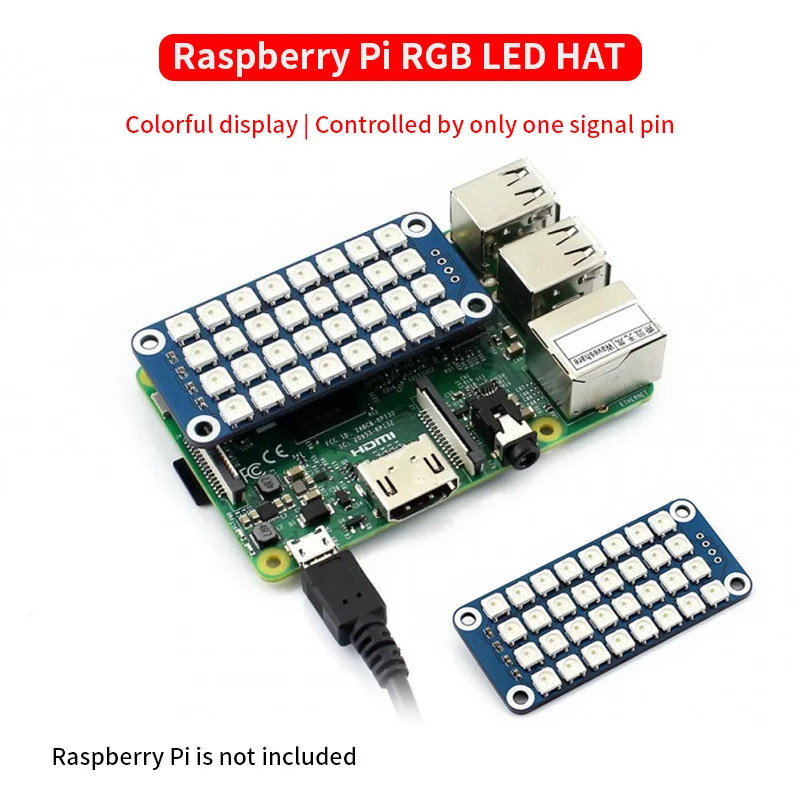 Raspberry Pi RGB LED HAT 4x 8 RGB LED True Color Display Controlled by ...
