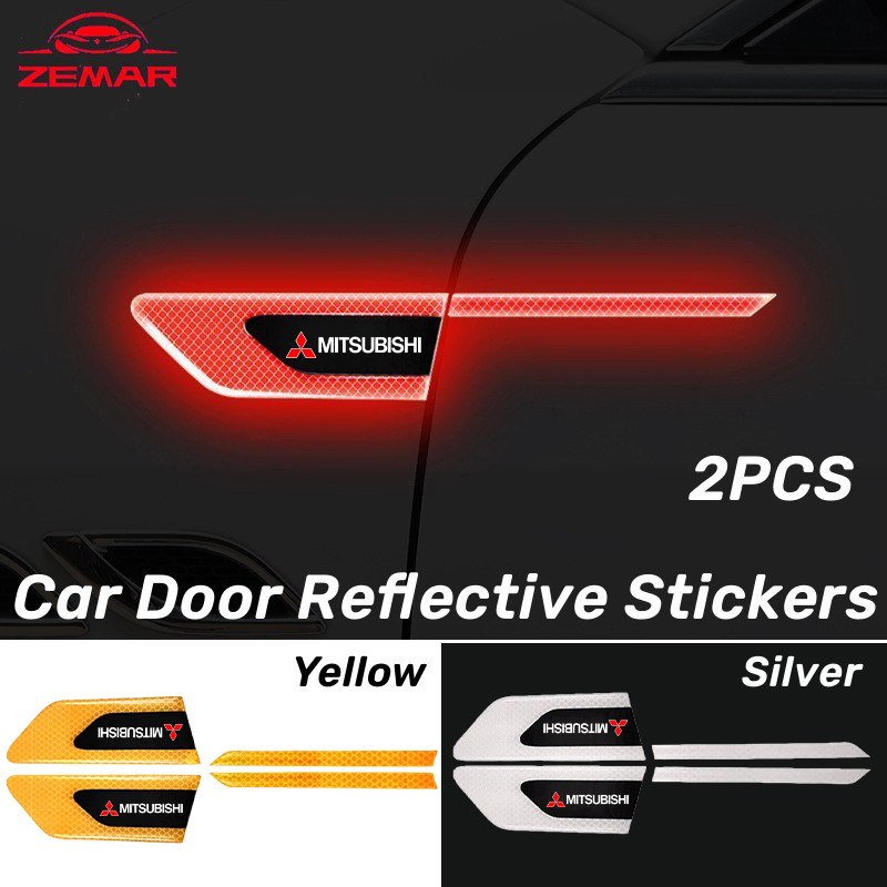 2Pcs Mitsubishi Car Door Reflective Sticker Car body scratch strip ...