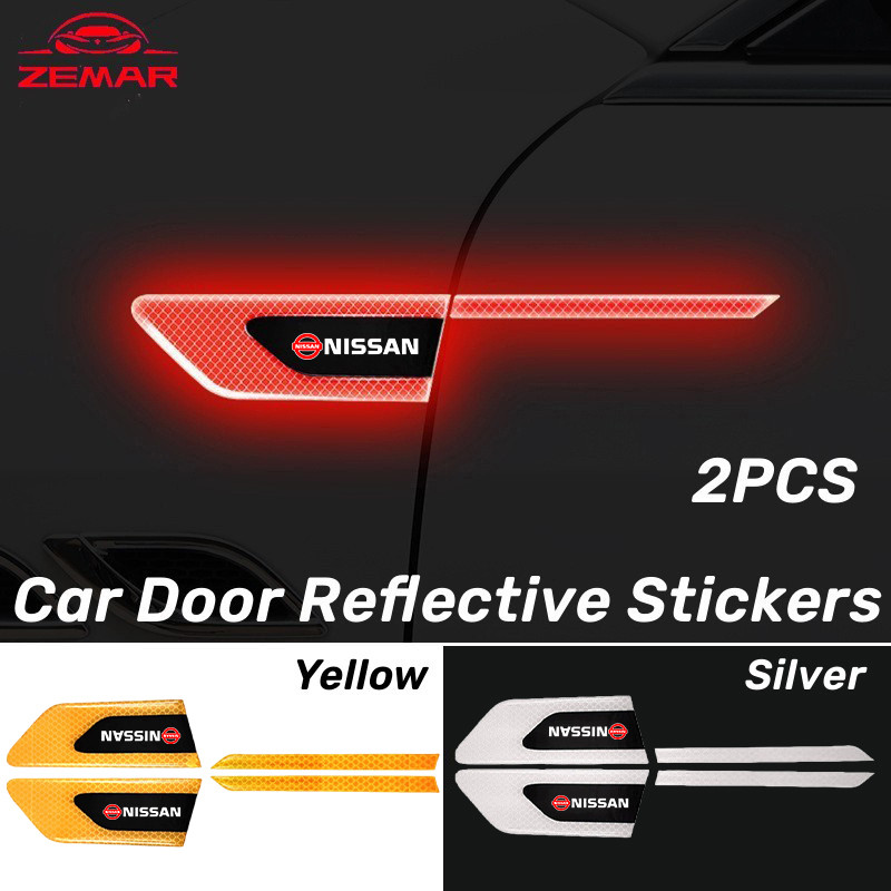 2Pcs Nissan Car Door Reflective Sticker Car body scratch strip Safety ...