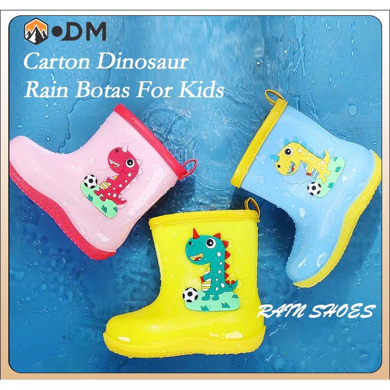 OUTDOORMORE Cute Rain Botas For Kids Waterproof Dinosaur Rain Shoes ...