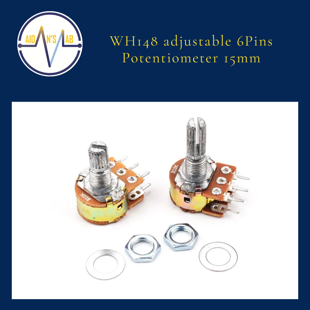 WH148 adjustable Dual Potentiometer 15mm| 6Pins | 1K | 2K | 5K | 10K ...