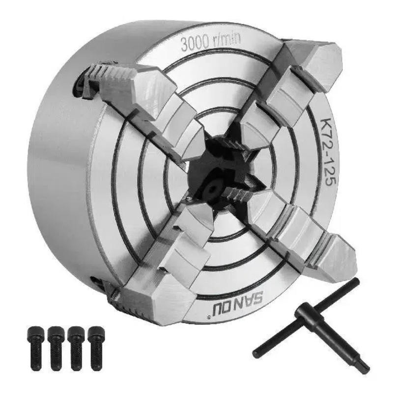 4 Jaw Lathe Chuck 80mm/100mm/125mmK72 Four Claw Single Action Chuck ...
