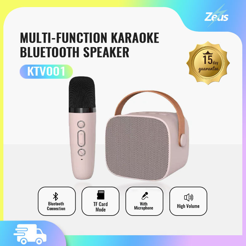 Zeus Portable Mini Bluetooth Speaker Wireless Microphone Karaoke Speaker 3DStereo Amplifier ...