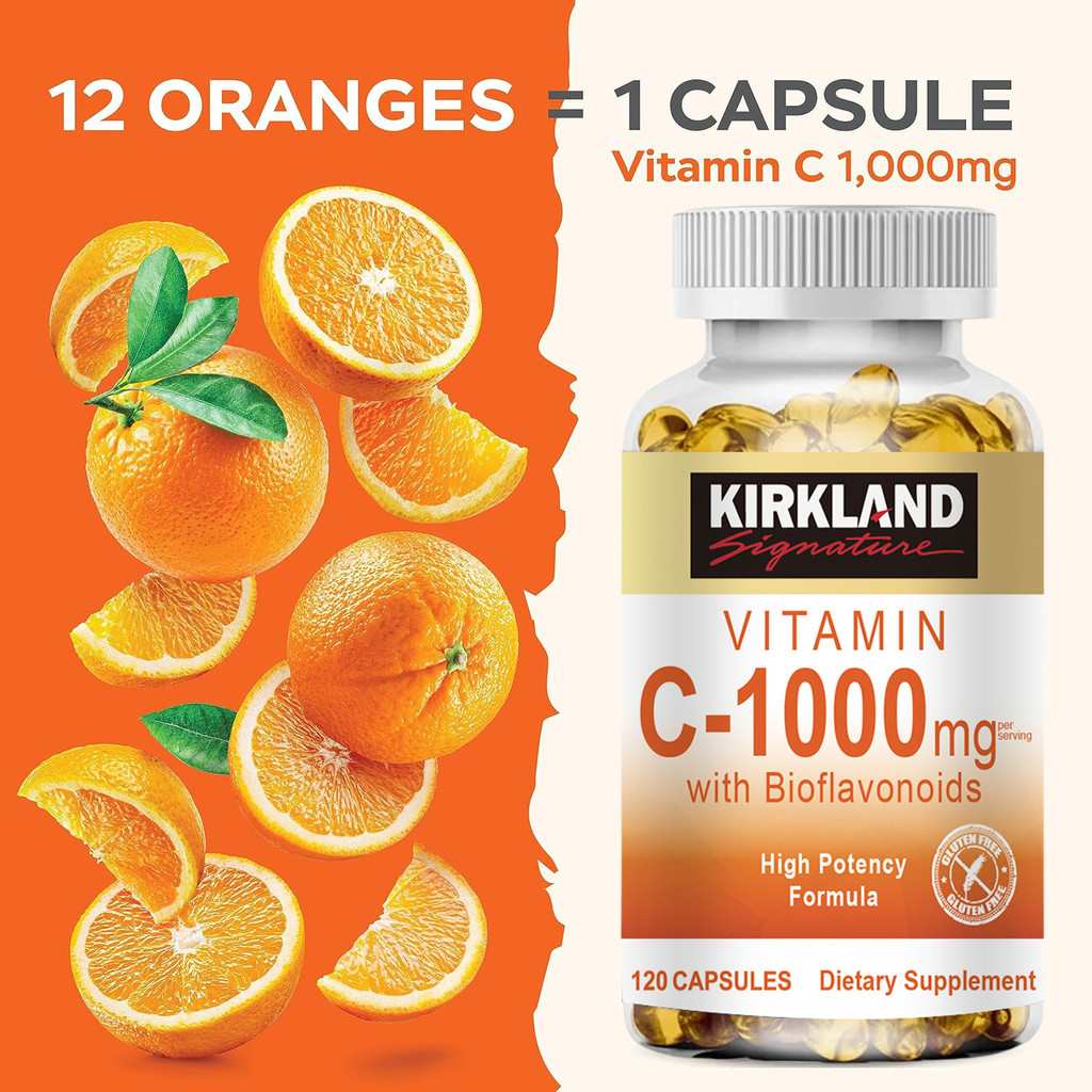 KIRKLAND Vitamin C 1000mg Cellulose Capsules, Improve Immunity | Shopee ...
