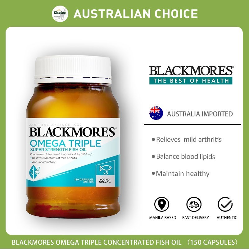 Blackmores Omega Triple Super Strength Fish Oil 150 Capsules | Shopee Philippines