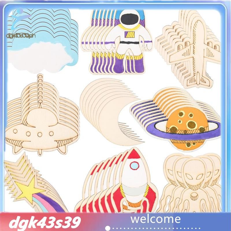[Pretty] 108 Pieces Outer Space Crafts Unfinished Wooden Cutouts Space ...