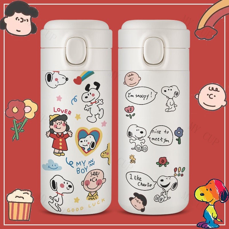 Snoopy Thermos Cup Cute Stainless Steel Bouncing Water Cup Cartoon Girl ...