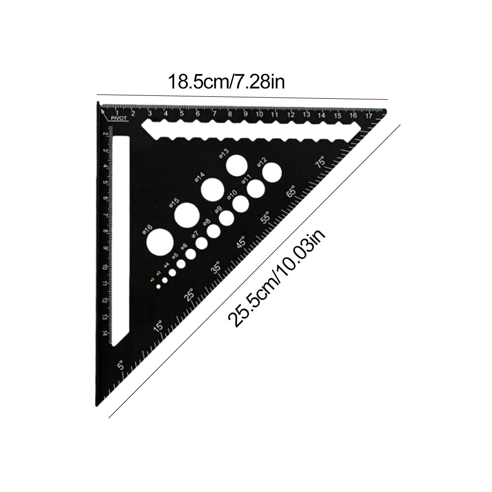 7 Inch Triangle Ruler Carpenter Set Square Aluminium Alloy Metric Try ...