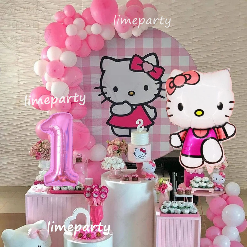 Hello Kitty Theme Balloon Macaron Pink Latex Set For Girl Birthday ...
