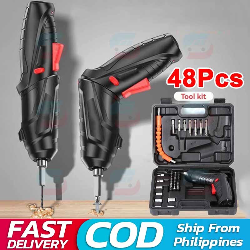 Drills Cordless Screwdriver 48Pcs Set Electric Barena Drill Set ...