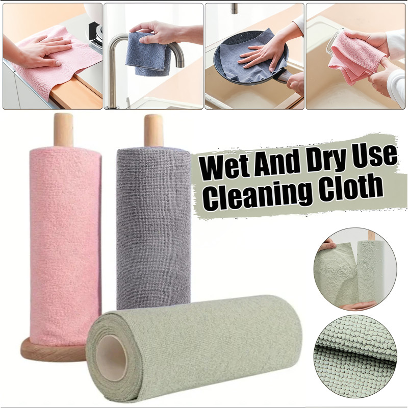 Uliekhy 20Pcs/Roll Microfiber Towel Absorbent Kitchen Cleaning ...