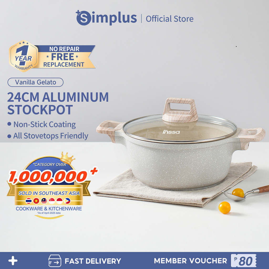 Simplus Soup Pot Non-Stick With Cover 24cm | Shopee Philippines