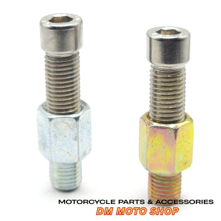 Motorcycle 10x25 Stainless Bolt + Zinc Adapter Set Left & Right Reverse ...