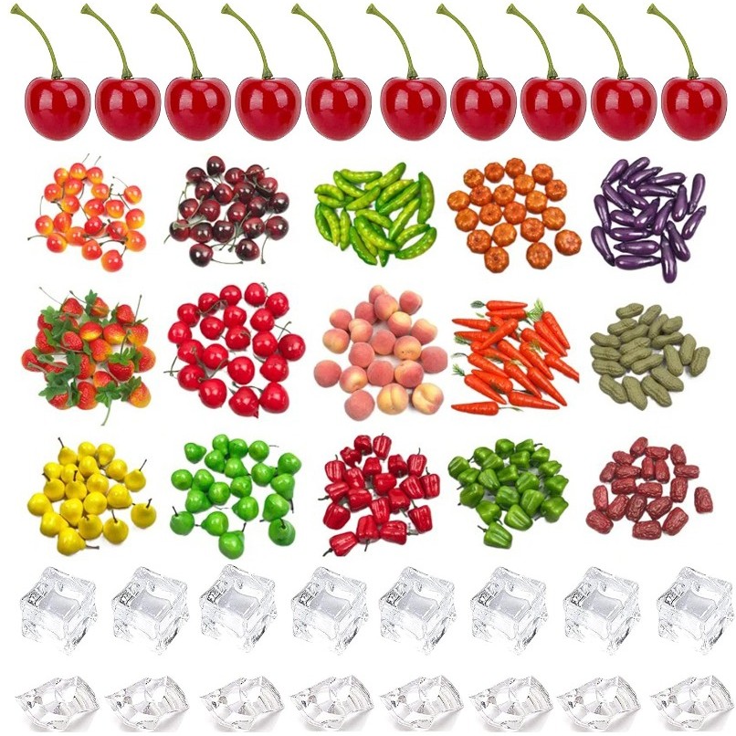 5PCS Artificial Fruit Vegetables Crystal Ice Mini Artificial ...