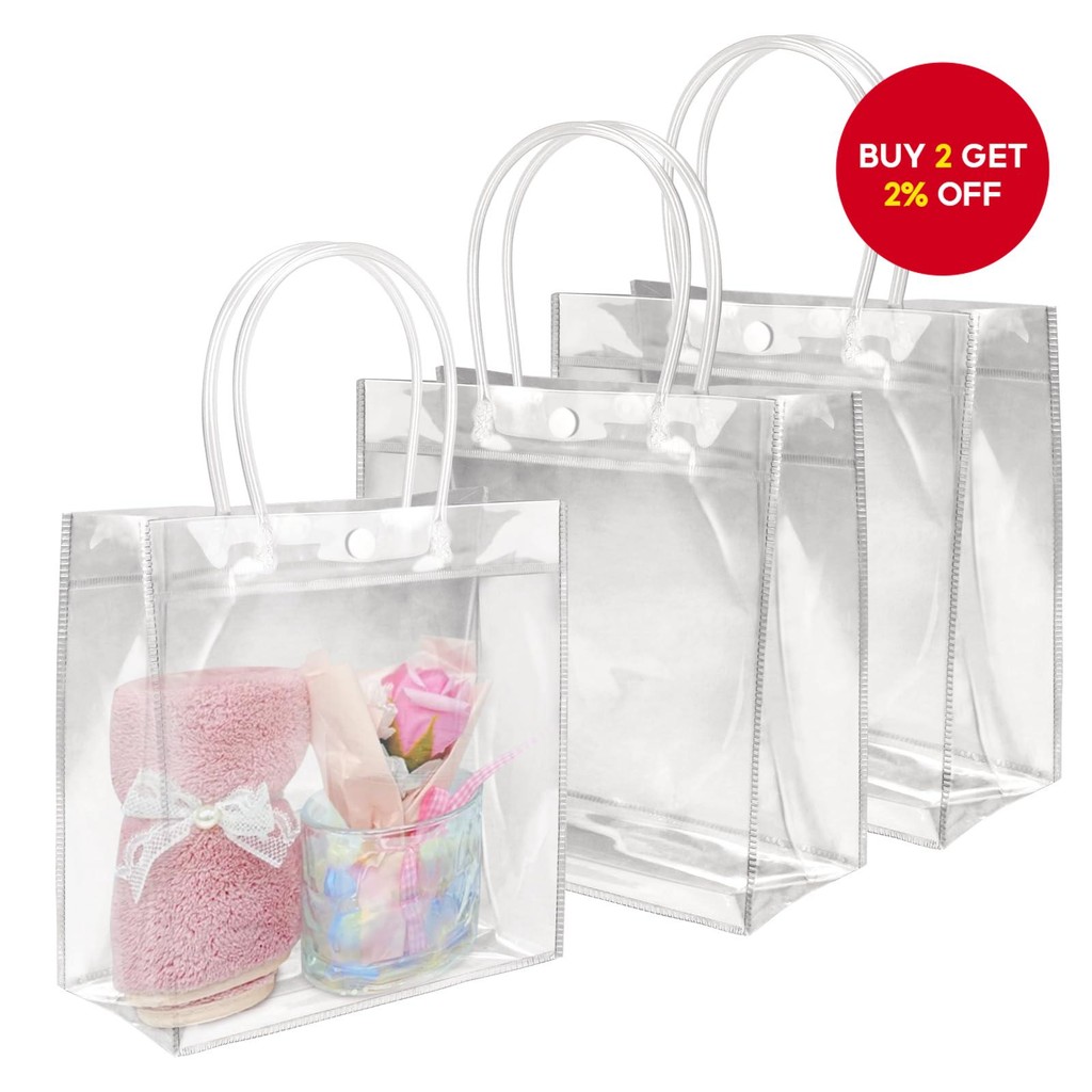 5/10PCS Reusable Transparent Gift Bags - Plastic Storage for Party ...