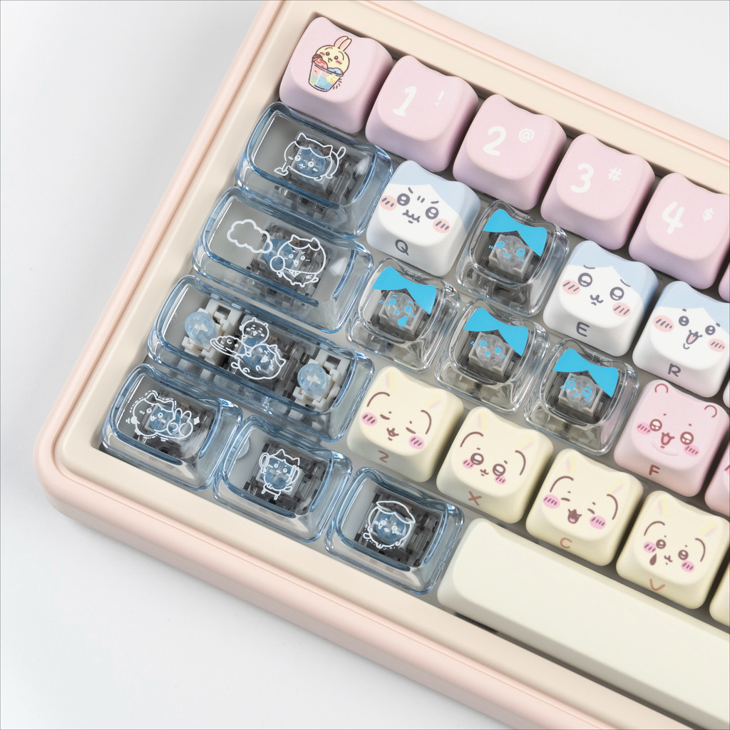 Transparent Xiaoba Keycap MAO Profile 26 Keys PC Material Cute Chiikawa ...