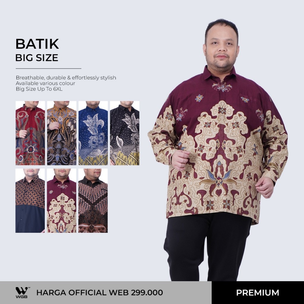 WGB Premium Batik Big Size Men's Classic Long Sleeve XXL XXXL | Shopee ...