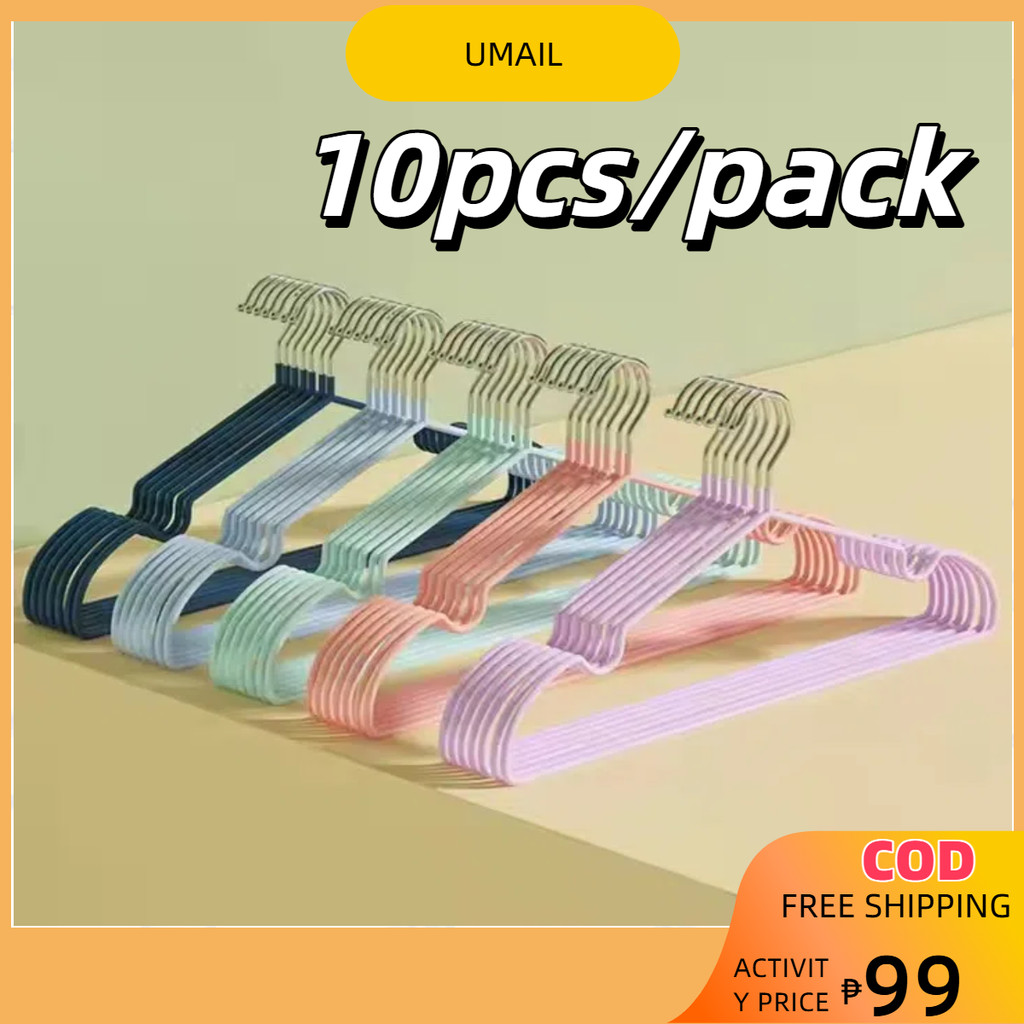10pcs/pack Stainless Steel PVC Coated Hanger Anti-slip Wire Metal ...