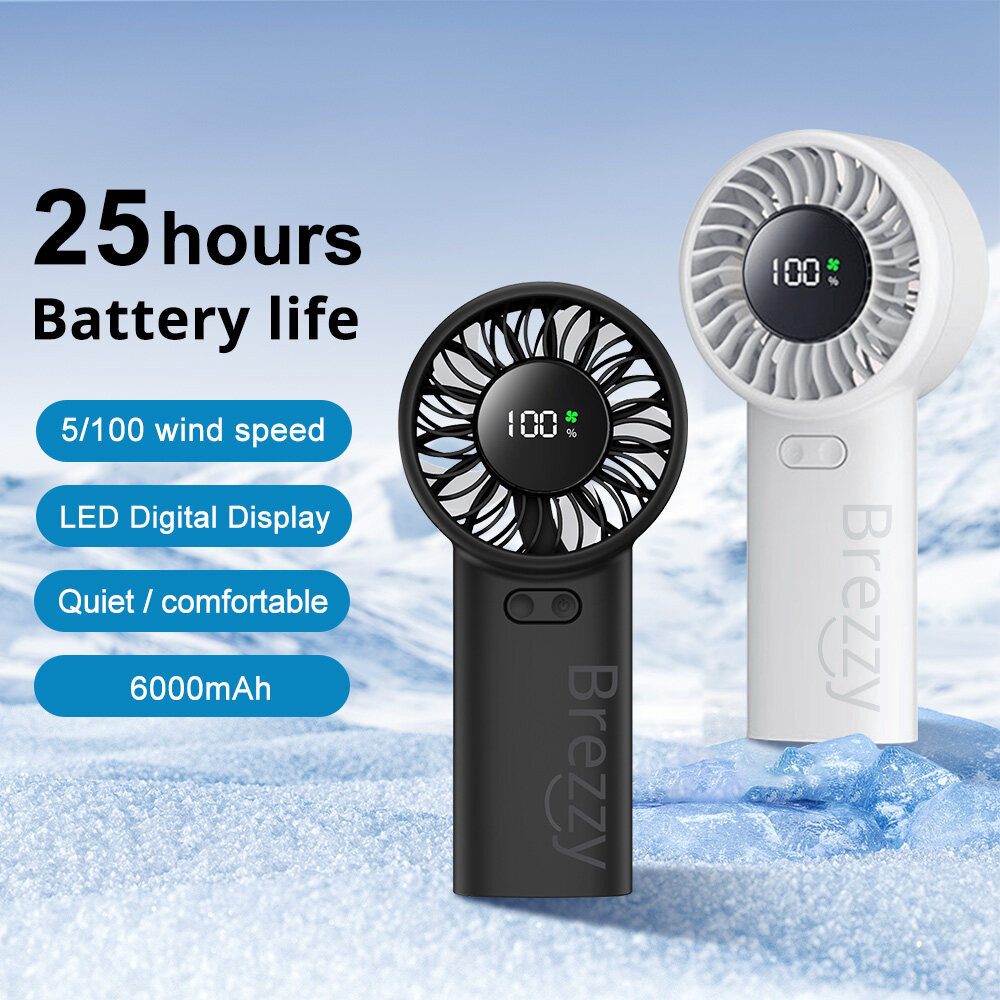 Portable Handheld Fan 6000mAh Rechargeable 100 Level Adjustment With ...