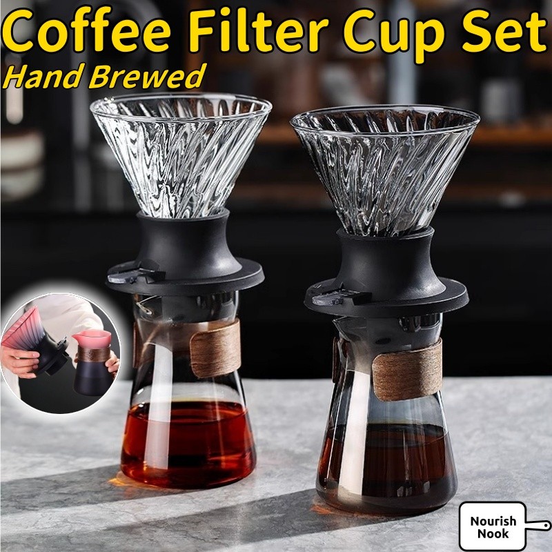 Coffee Filter Cup Set Hand Brewed Coffee Heat Resistant GlassCoffee ...