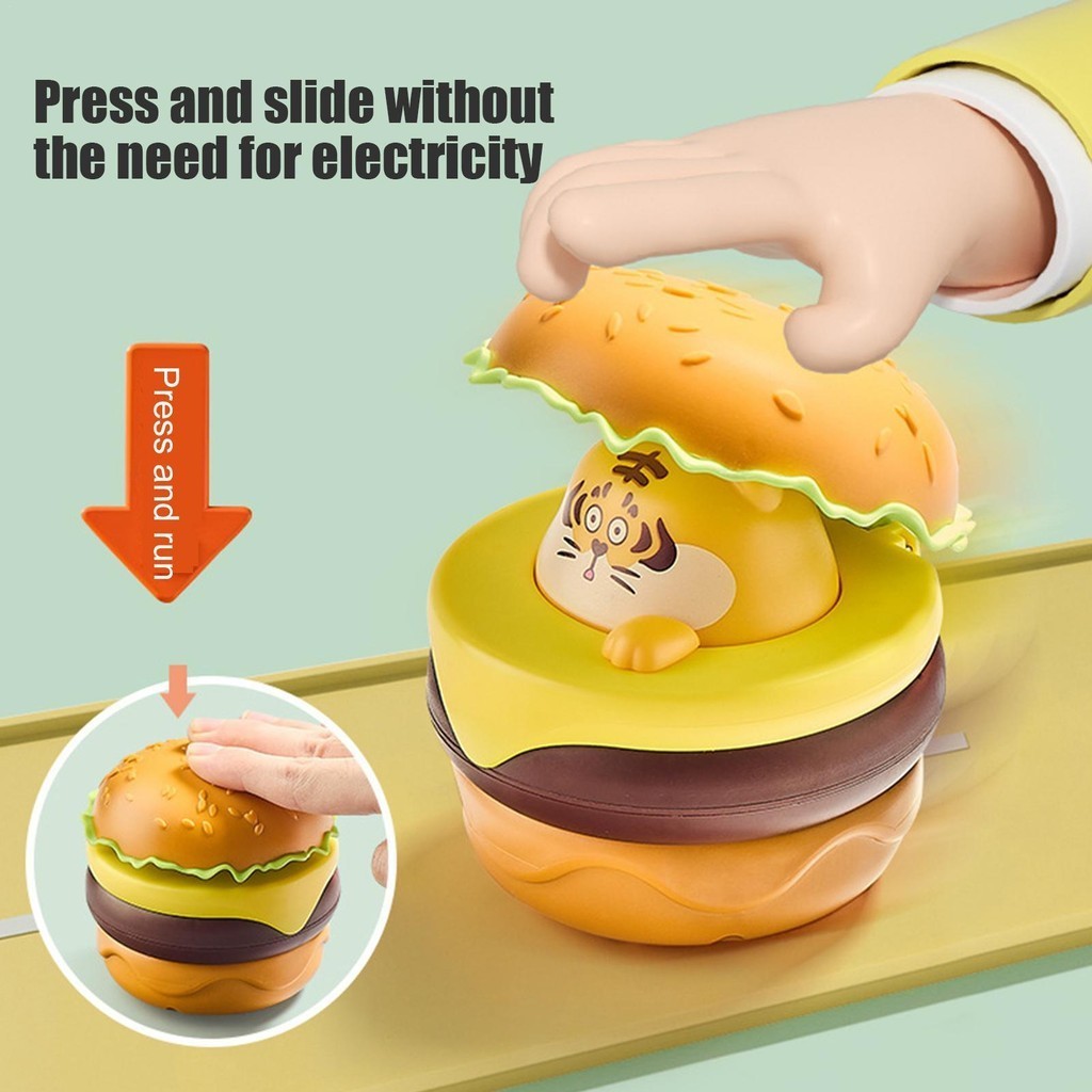 Pull Back Burger Car Toy Animal In A Hamburger Press and Go Car Inertia ...