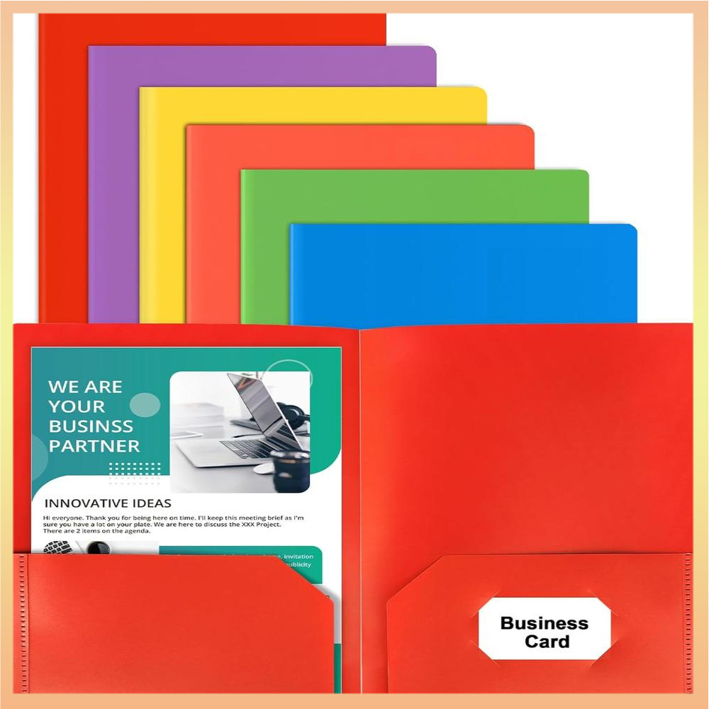 Multi Colors Pocket Folders With Business Card Holder, Heavy Duty 6 ...