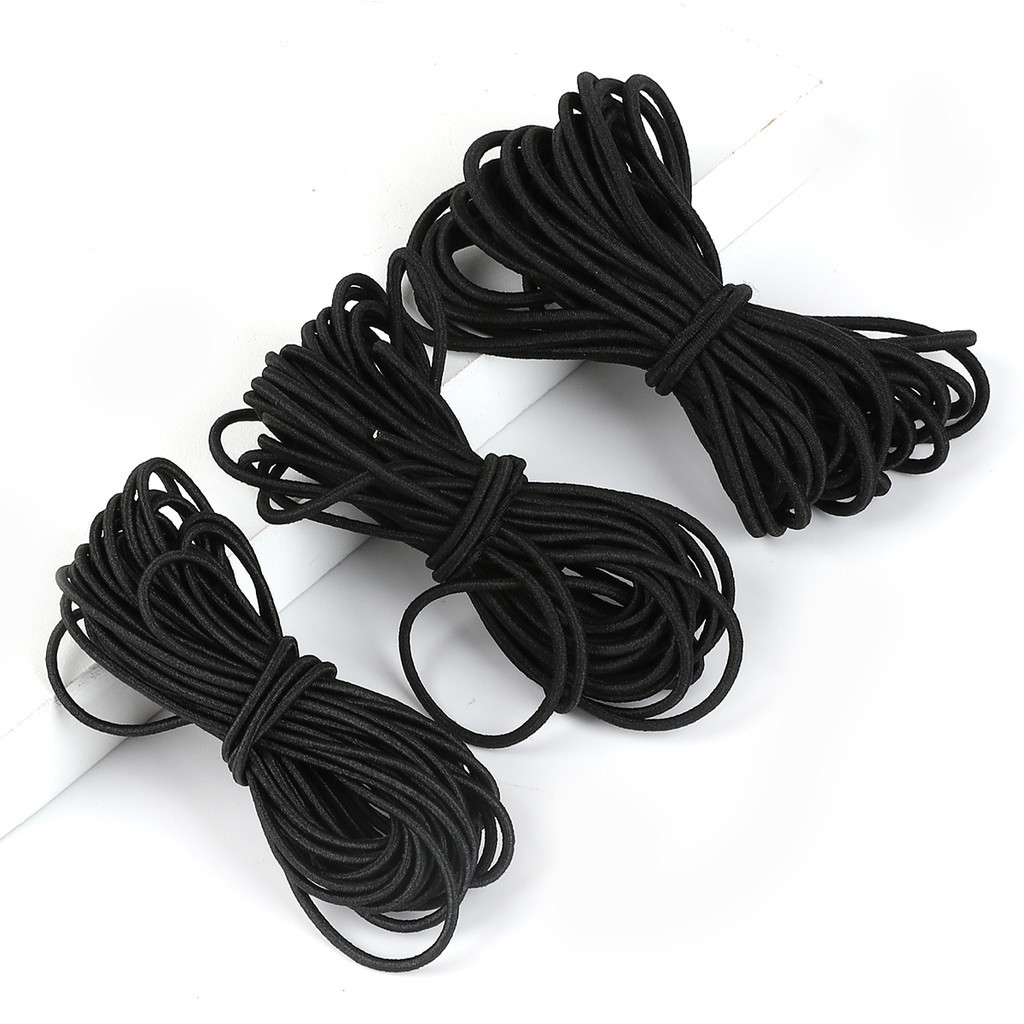 1/1.5/2/.2.5/3/4/5mm Length 2M Black Round Elastic Cord Beading Stretch ...