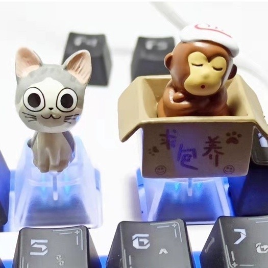 Abs Backlight Keycap Stitching Cute Kitten Monkey Keycap Suitable for ...