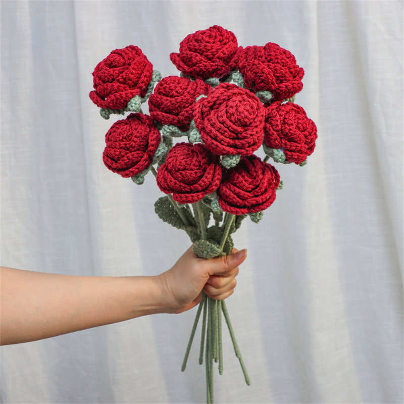 Crochet Flower bouquet Rose sunflower flower tulip flower bouquet for ...