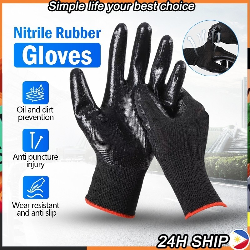 Nitrile Rubber Working Gloves Polyurethane Coated Mechanical Protection ...