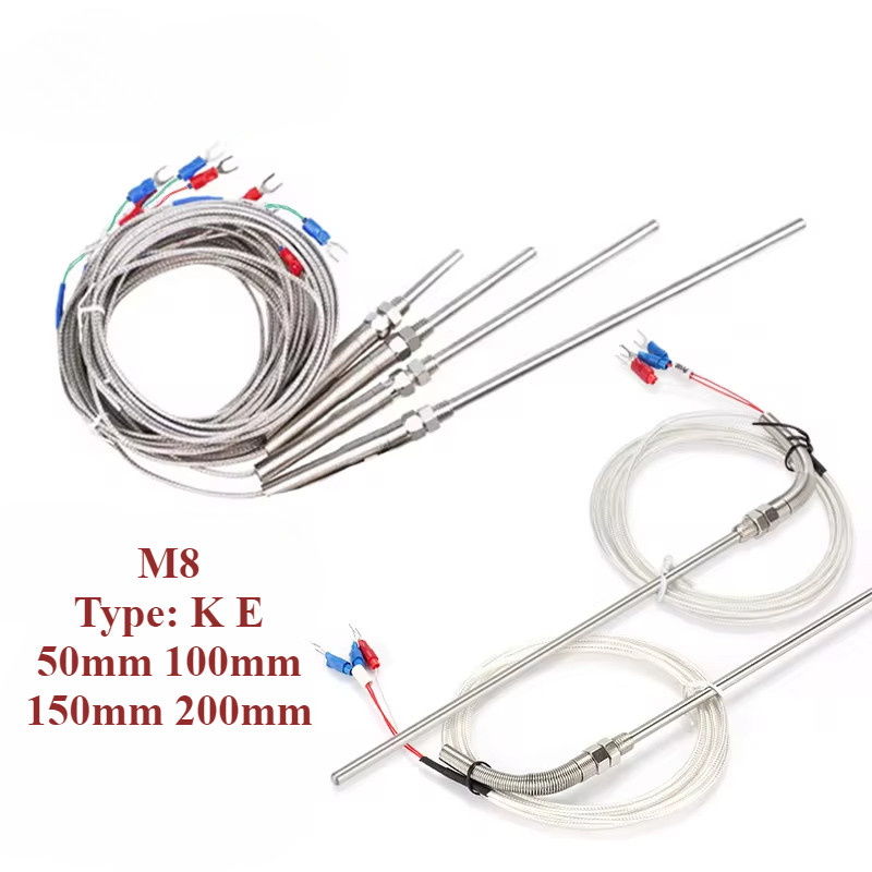 1 Piece M8 K Type Thermocouple 1m 2m 3m 4m 5m K Type 50mm 150mm 100mm ...