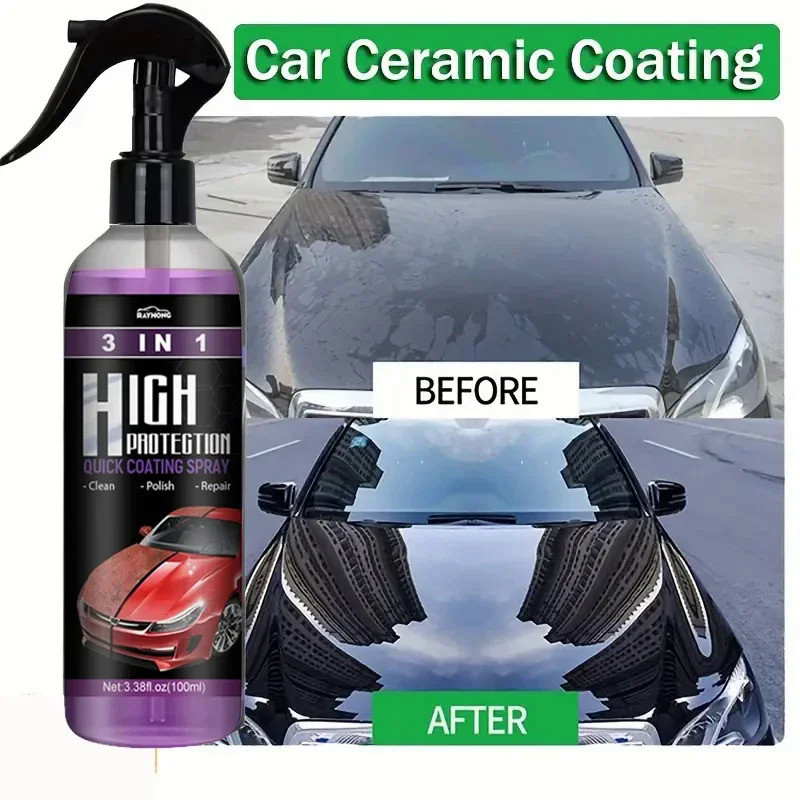 3 In 1 Rapid Ceramic Coating Fortify Car Wax Polish Spray Hydrophobic Intense Gloss Shine For ...