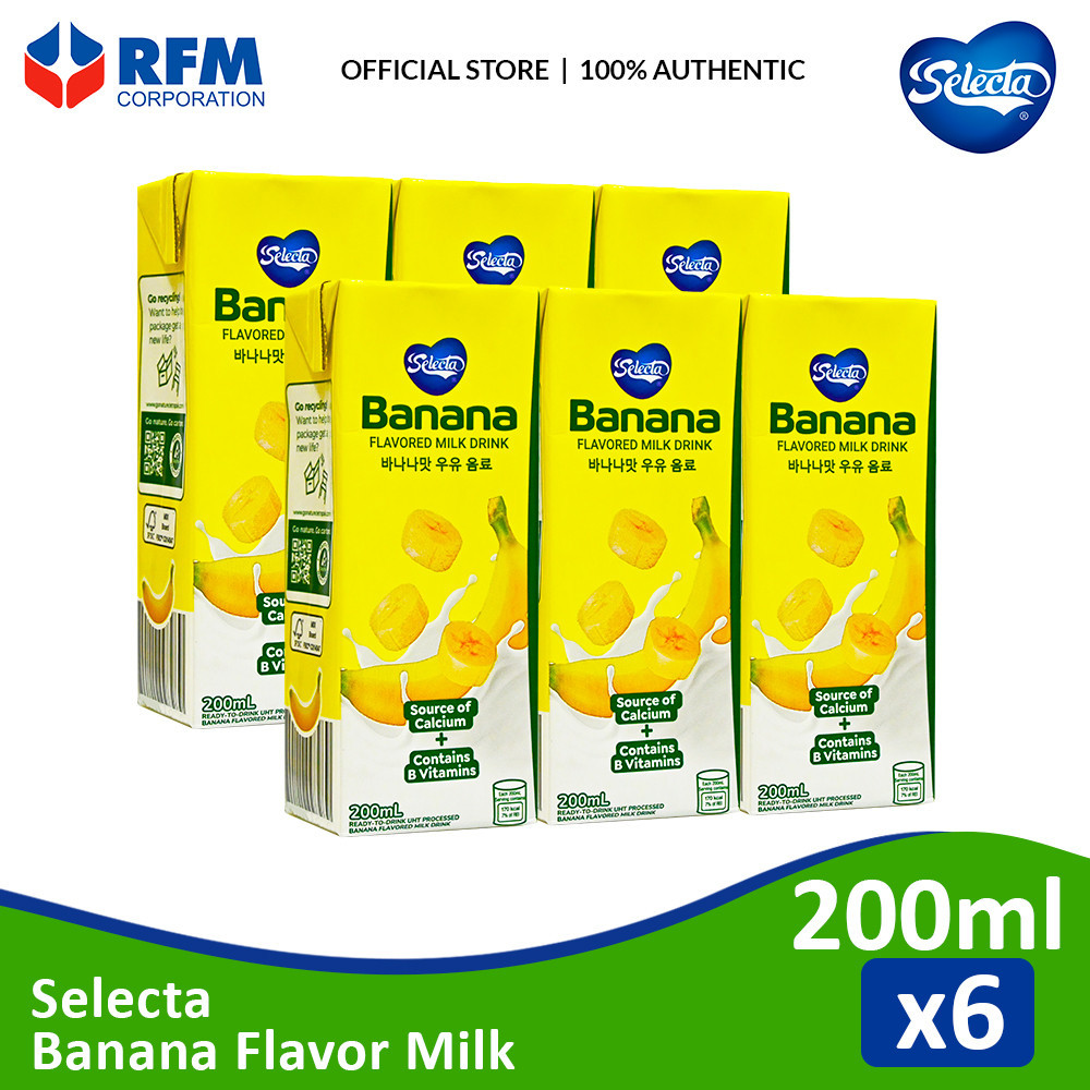 Selecta Banana Flavored Milk 200ml - Set of 6s | Shopee Philippines