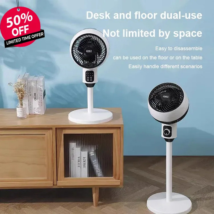 Household Floor Fan Remote Control Timing Vertical Turbo Convection Air ...