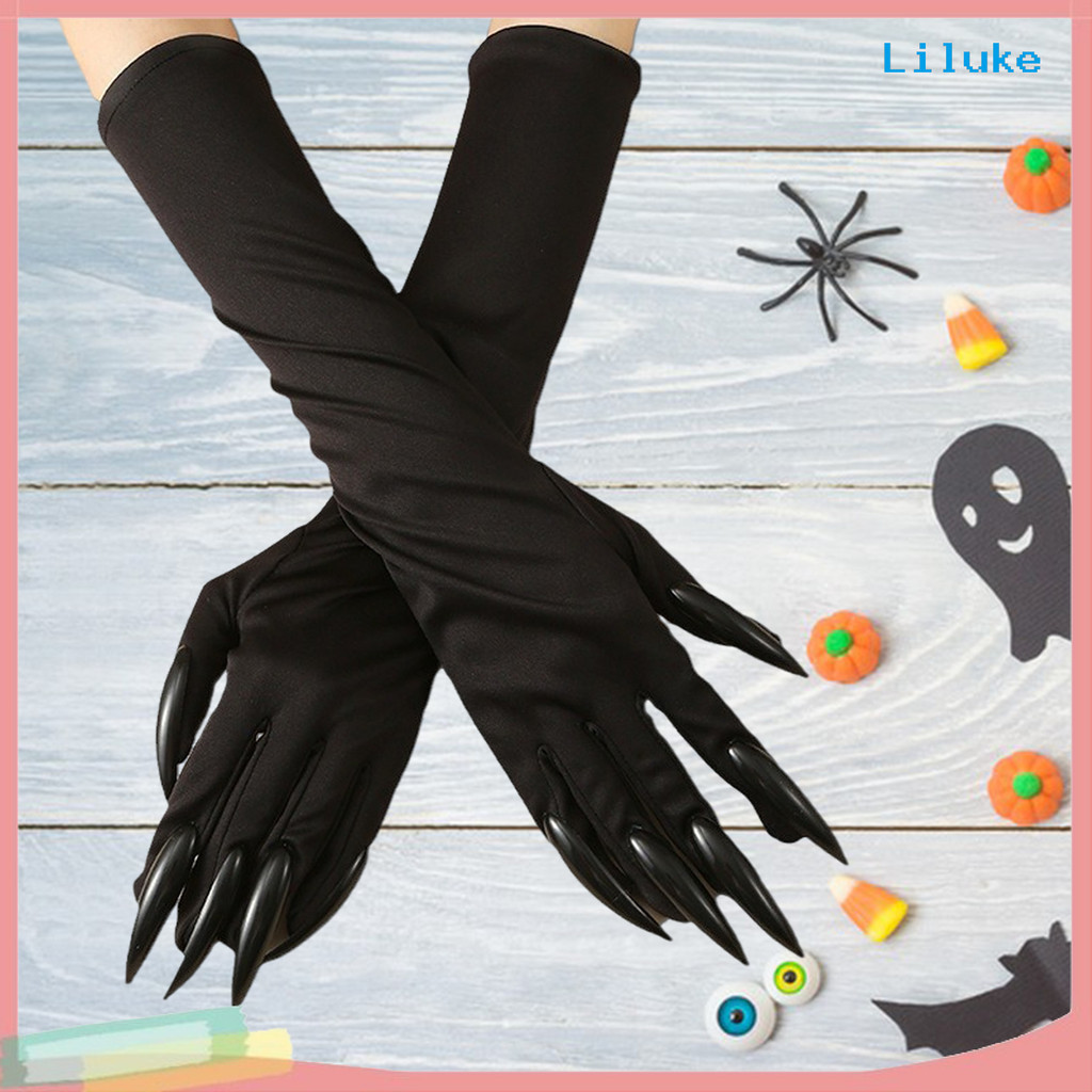 [LK] 1 Pair Halloween Ghost Claw Gloves Cat Paw Long Nails Full Fingers ...