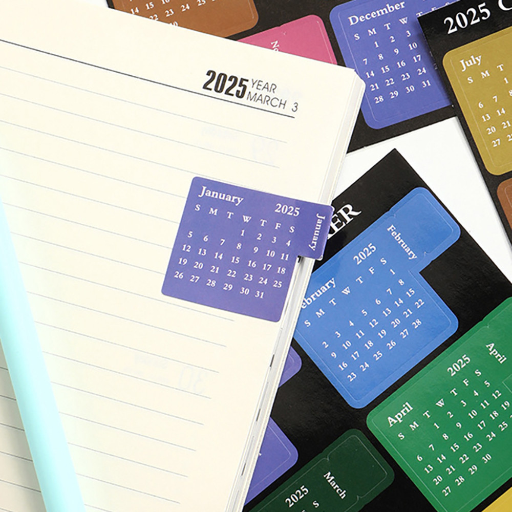 2025 Calendar Index Stickers Planner Schedule Agenda Bookmark Sticker ...