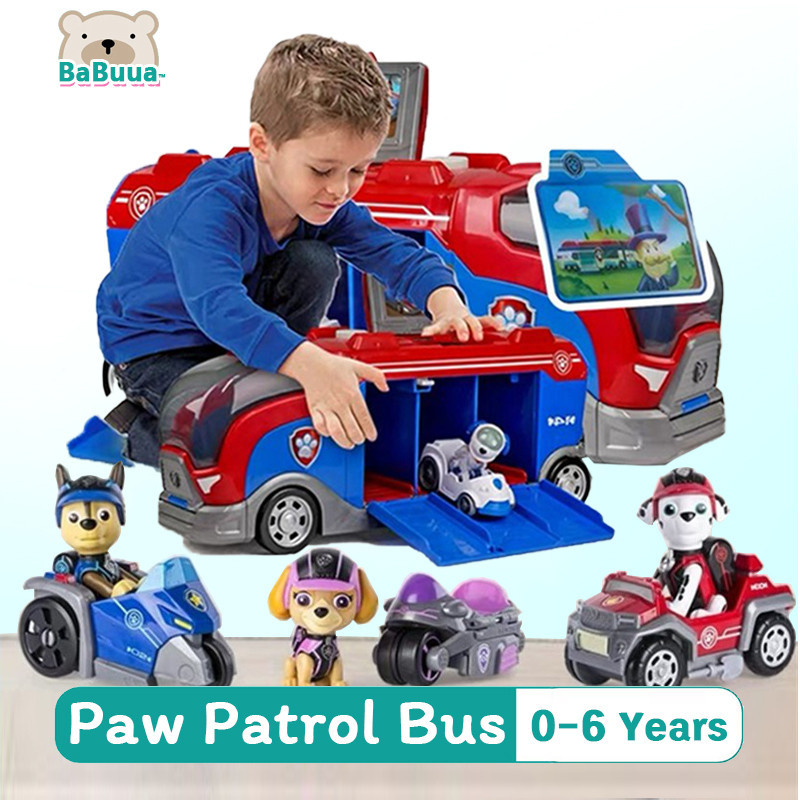 Paw Patrol Bus With Music Car Big Truck Toy Dogs Rescue Team Kids ...